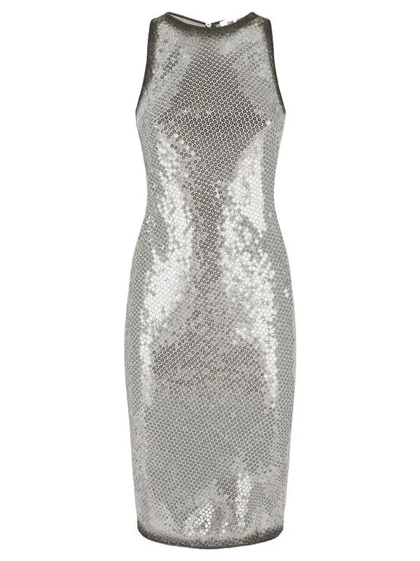 Attico Sequined Mini Dress - Silver