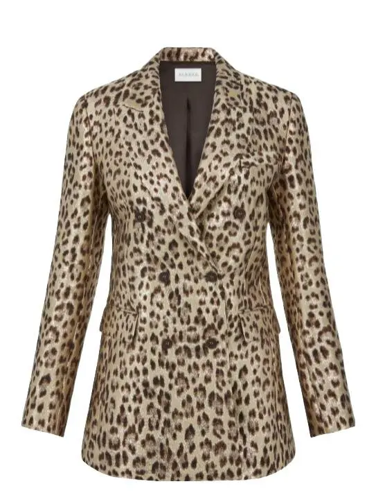 P.a.r.o.s.h Leopard-print Double-breasted Blazer - Nude