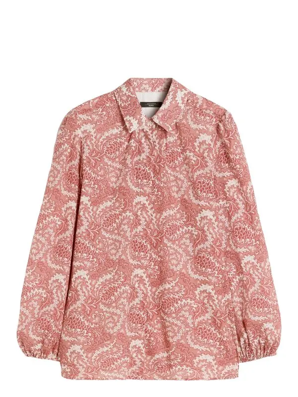 Max Mara Printed Puff Sleeve Shirt - Cherry