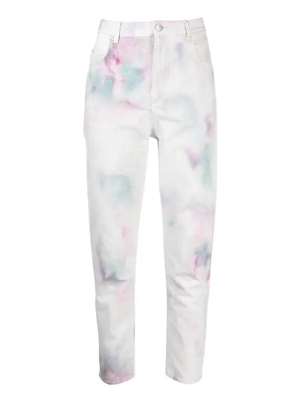 Isabel Marant Étoile Tie & Dye Effect Loose Fit Jeans - White