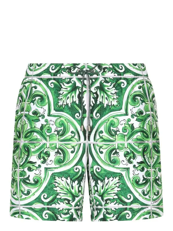 Dolce & Gabbana Majolica Print Swim Shorts - Green
