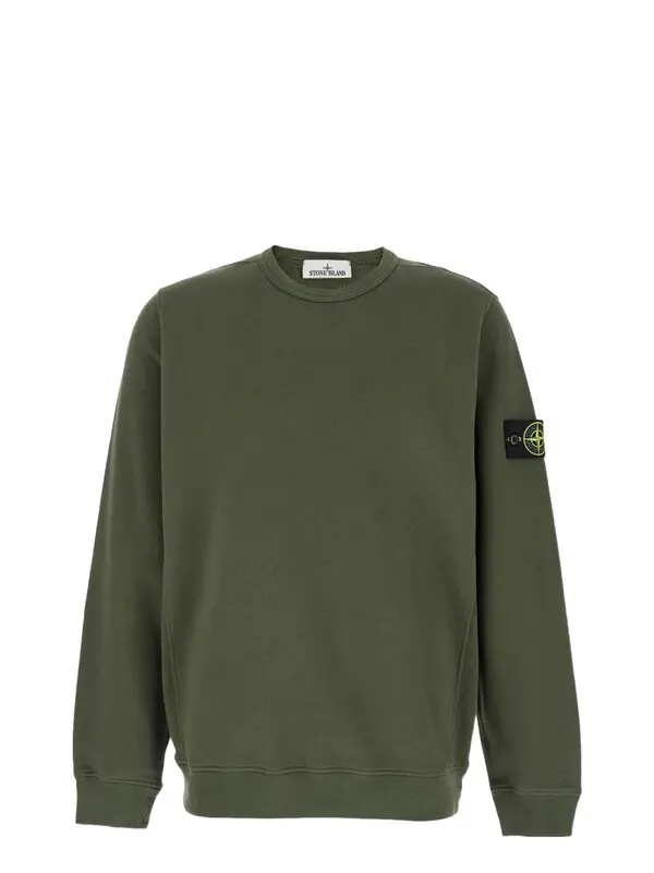 Stone Island Logo Patch Crewneck Sweatshirt - Musk Green