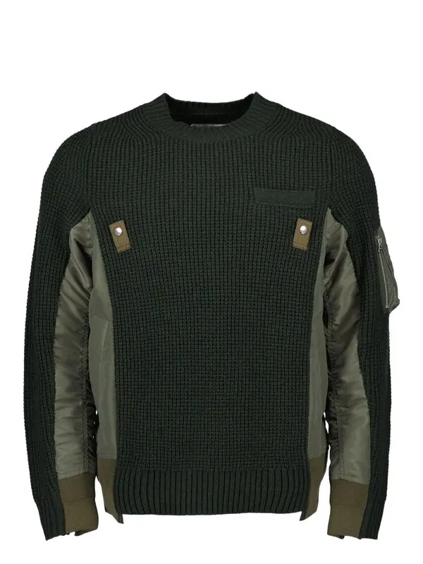 Sacai Panelled Knit Sweater - Black