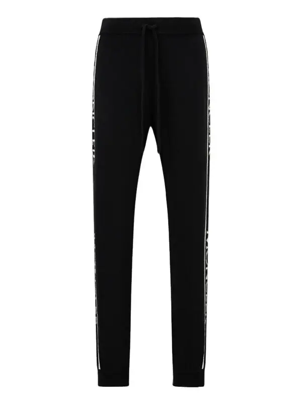 Moncler Logo Trim Merino Wool Trackpants - Black