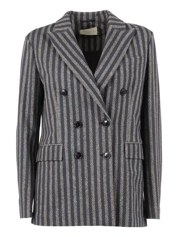 CIRCOLO 1901 Double-breasted Striped Blazer - Black