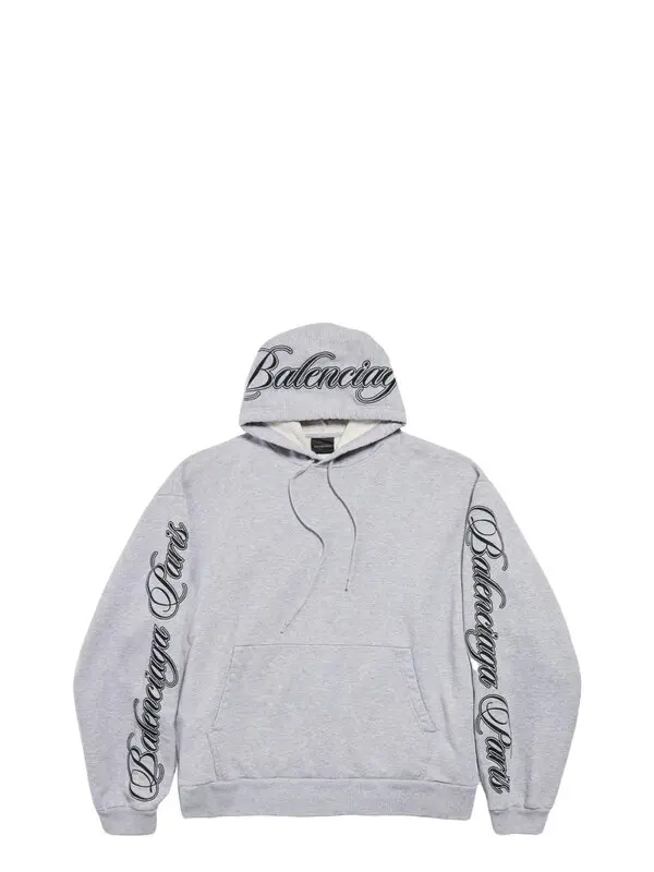Balenciaga Oversized Embroidered Hoodie - Gray
