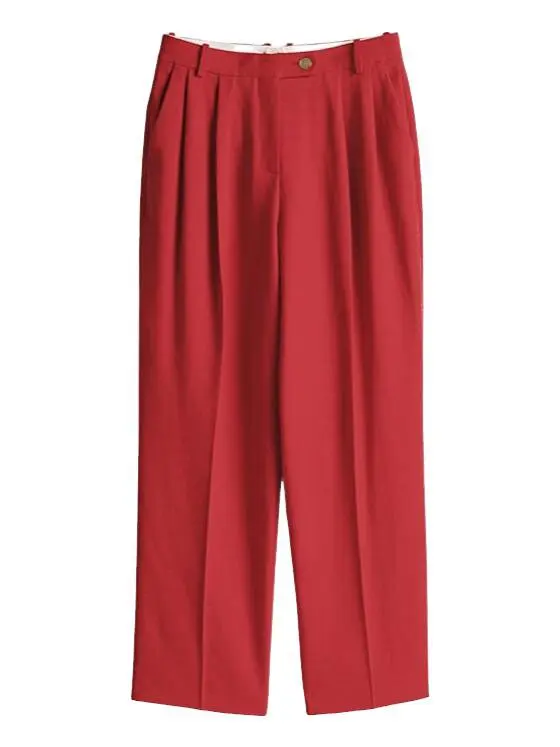 Tommy Hilfiger Cotton Pleated Trousers - Red In