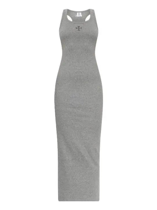 Vetements Logo Detailed Sleeveless Ribbed Dress - Gray