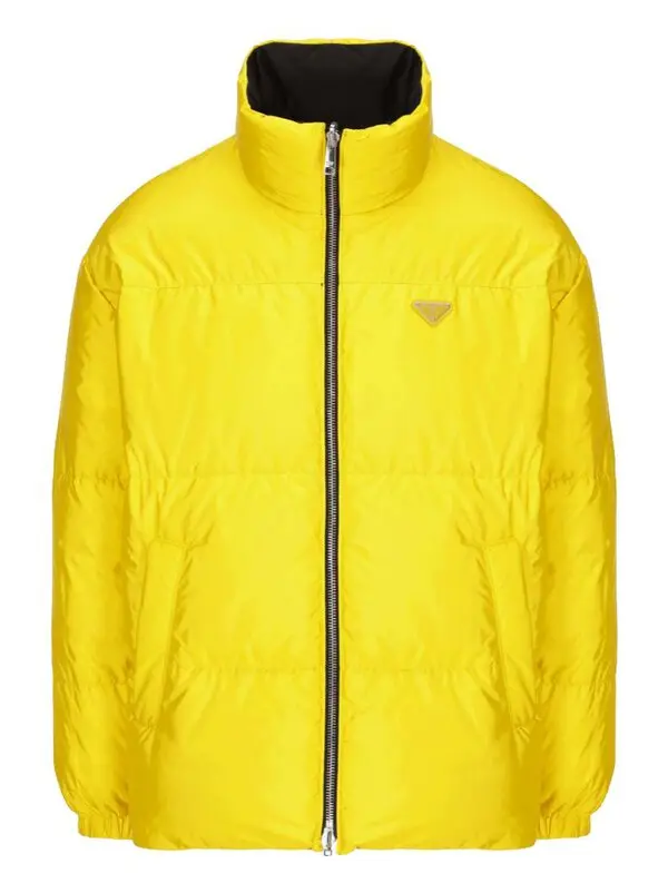 Prada Logo-patch Padded Jacket - Black / Yellow