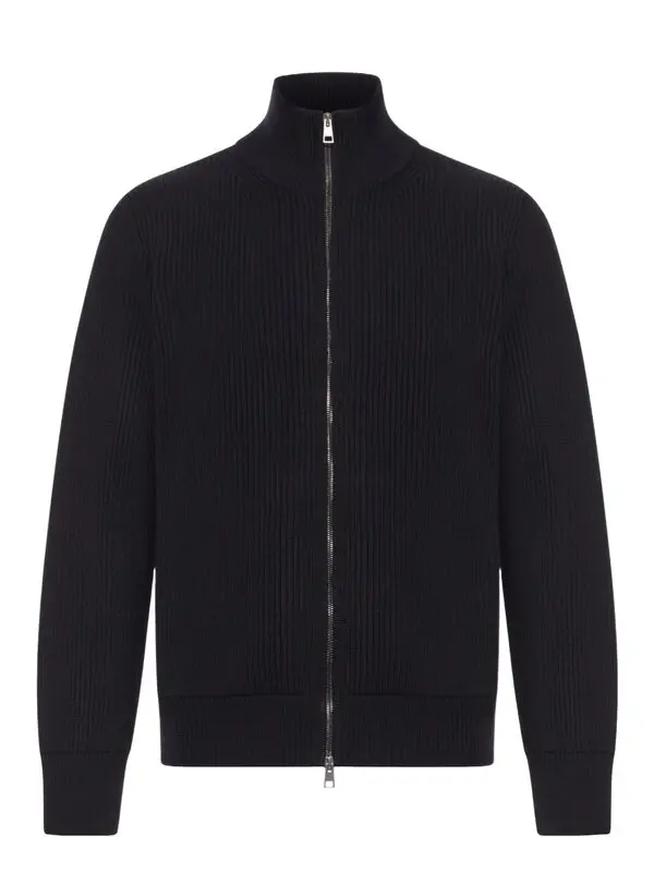 ROBERTO COLLINA Ribbed Zip Cardigan - Black