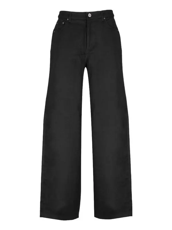 ROTATE BY BIRGER CHRISTENSEN Logo Embellished Wide-leg Jeans - Black