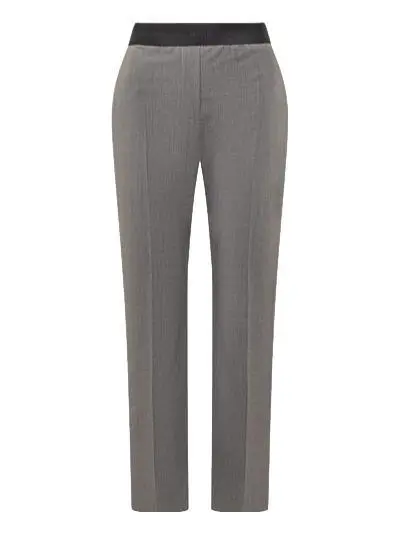 MSGM Elasticated Waistband Straight-leg Trousers - Gray