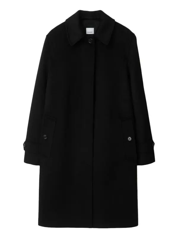 Burberry Wool And Cashmere Blend Coat With Checked Collar - Black