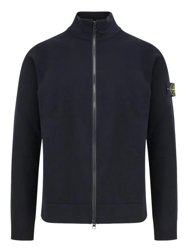 Stone Island High-neck Zip Knit Cardigan - Black
