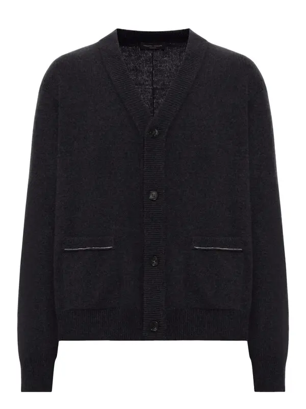 ROBERTO COLLINA Wool V-neck Cardigan - Black