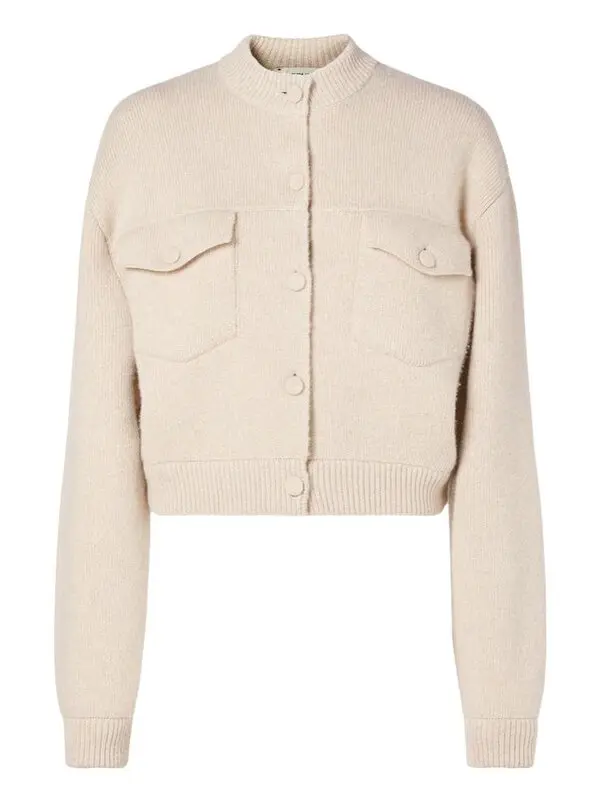Fendi Crewneck Cardigan With Patch Pockets - White