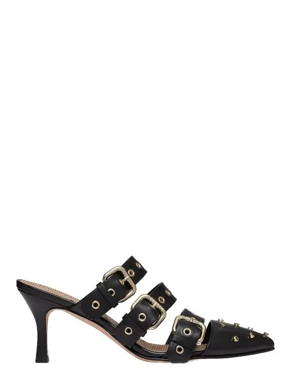 Red Valentino Embellished Buckled Heeled Mules - Black