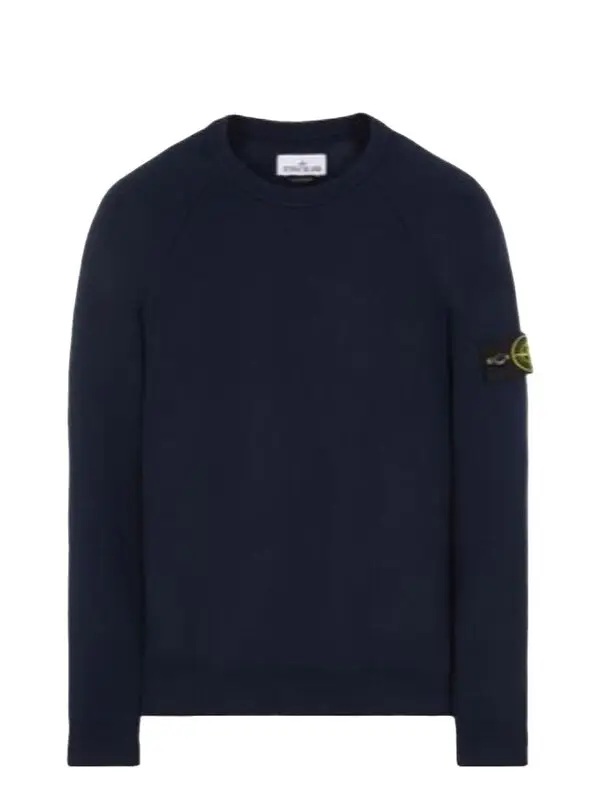 Stone Island Compass Motif Cotton Blend Sweatshirt - Blue
