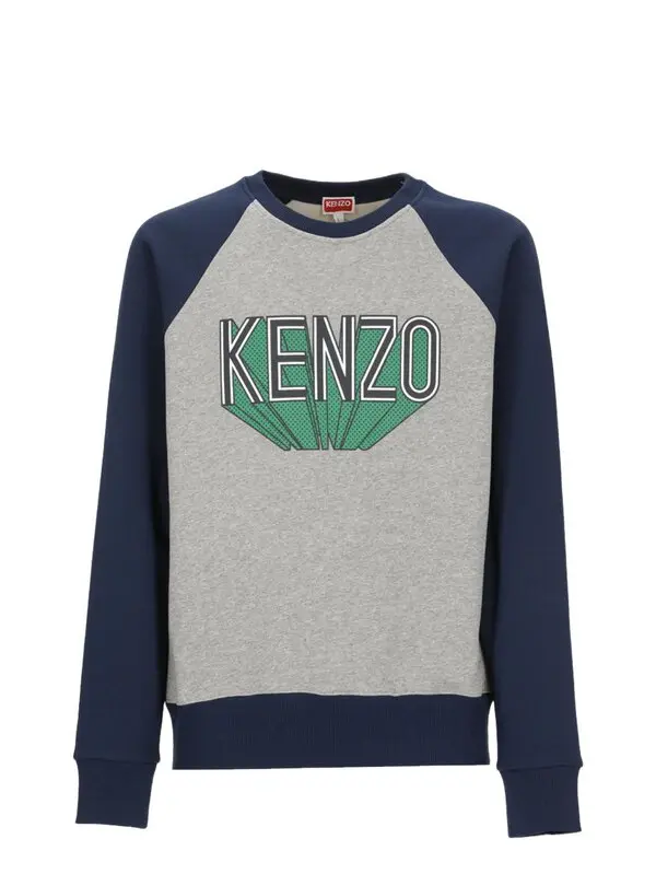 Kenzo Logo Printed Colour-block Sweatshirt - Gray