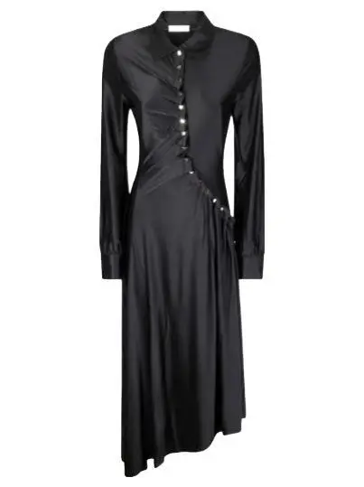 Rabanne Long-sleeved Asymmetrical Dress - Black