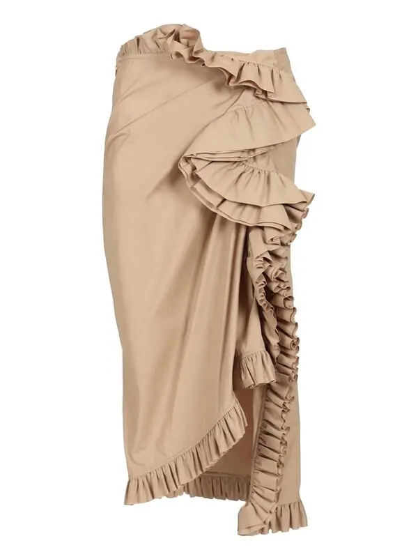 Dries Van Noten Sina Asymmetrical Ruffled Midi Skirt - Sand