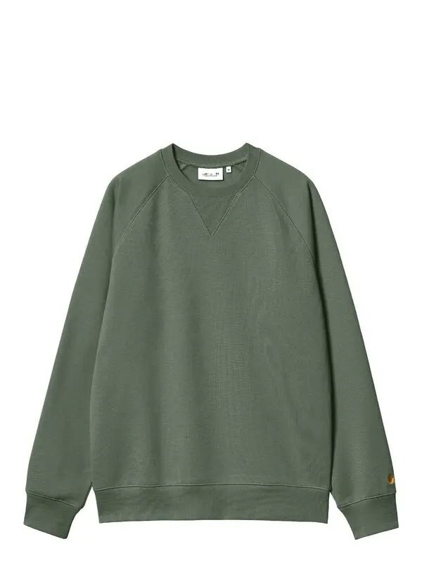 Carhartt Work In Progress C" Logo Embroidered Raglan Sleeve Crewneck Sweater - Green