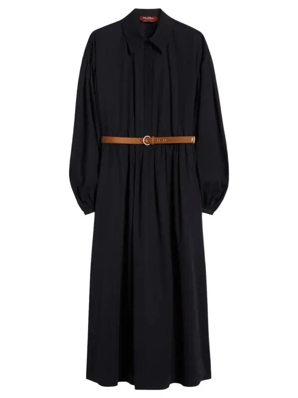 Max Mara Long-sleeved Dress With Jeweled Button Details - Navy Blue