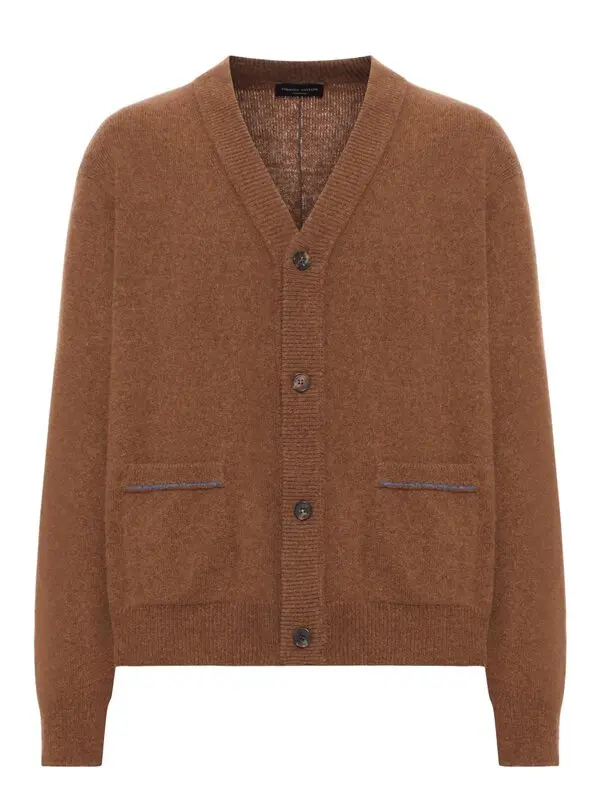 ROBERTO COLLINA Wool Buttoned Cardigan - Brown