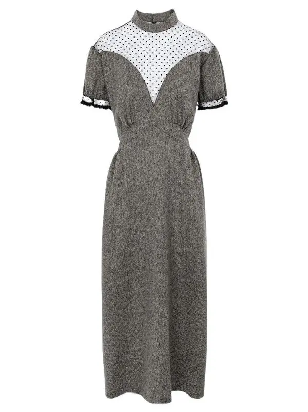 MAISON MARGIELA Sheer Panel Chevron Dress - Gray
