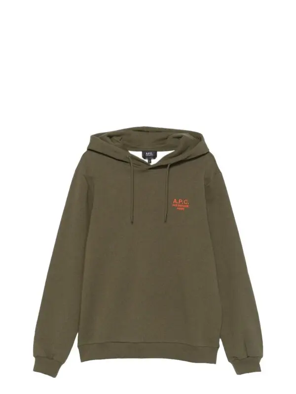 A.p.c. Logo Printed Drawstring Hoodie - Brown