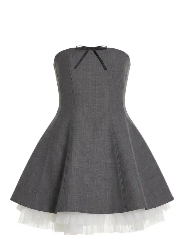SHUSHU/TONG Twill Mini Dress With Detachable Top - White