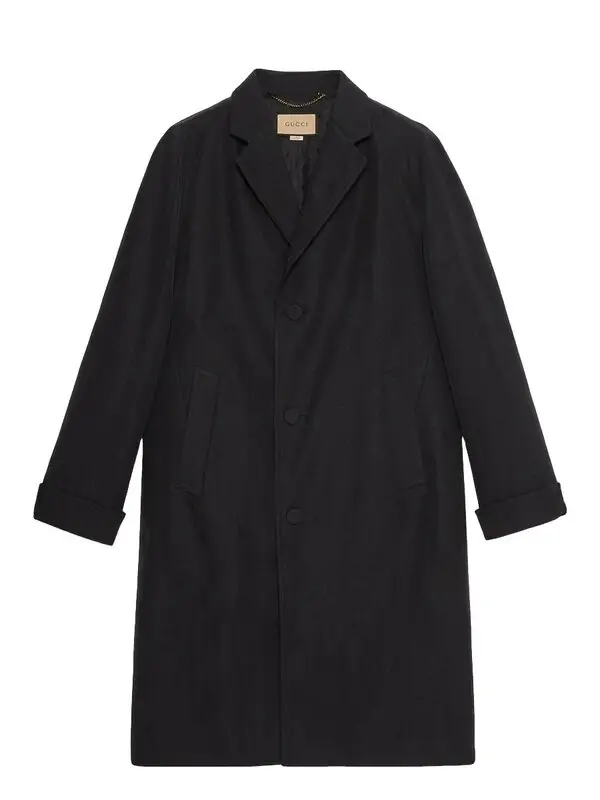 Gucci Long Sleeved Single Breasted Poplin Coat - Black
