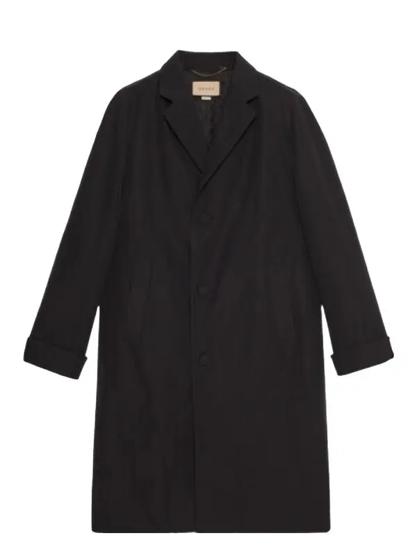 Gucci Long Sleeved Single Breasted Poplin Coat - Black
