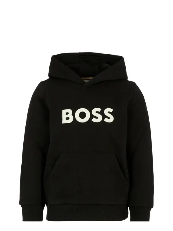 Hugo Boss Long Sleeve Hooded Sweatshirt With Logo - Black