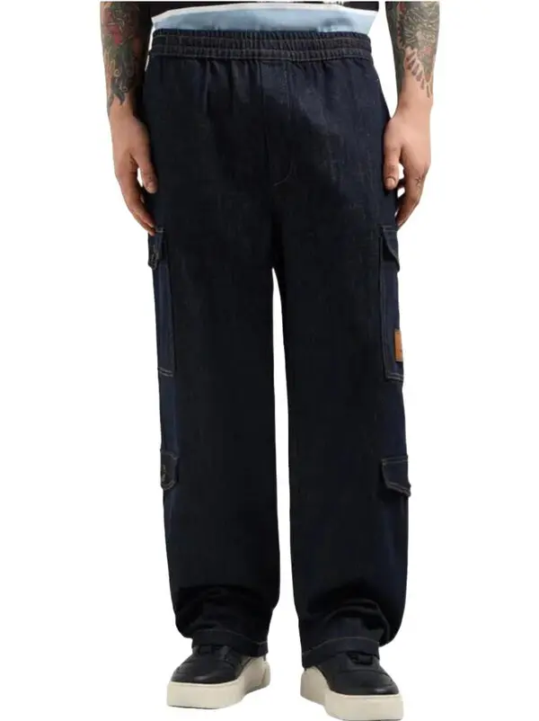 Armani Exchange Wide Leg Cargo Jeans - Black