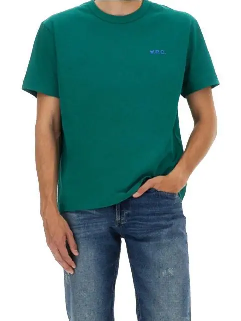 A.p.c. Flocked Logo Crewneck T-shirt - Green
