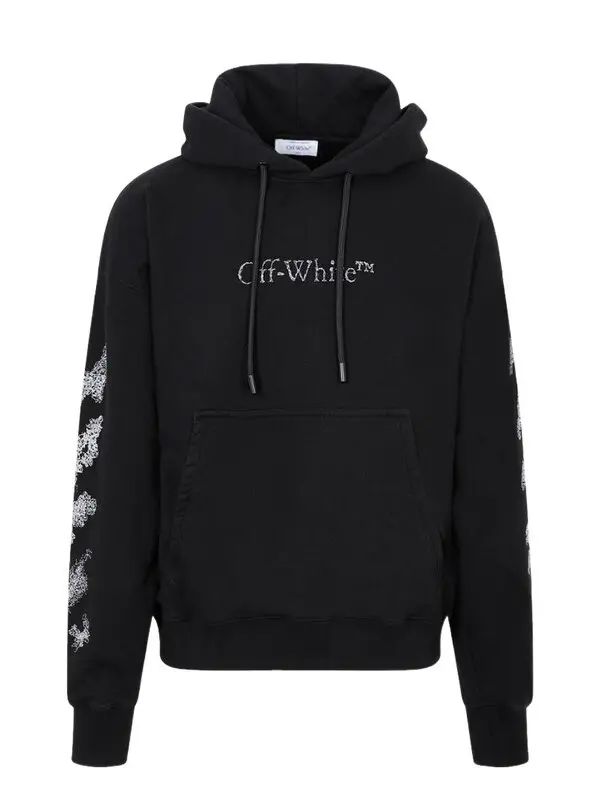 Off-White Diag Stripe-embroidered Cotton Hoodie - Black