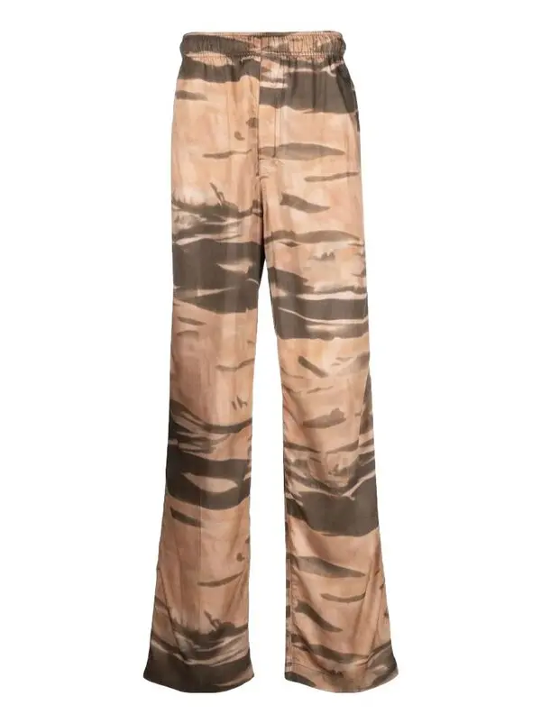 DIESEL® Abstract Print Straight-leg Pants - Brown