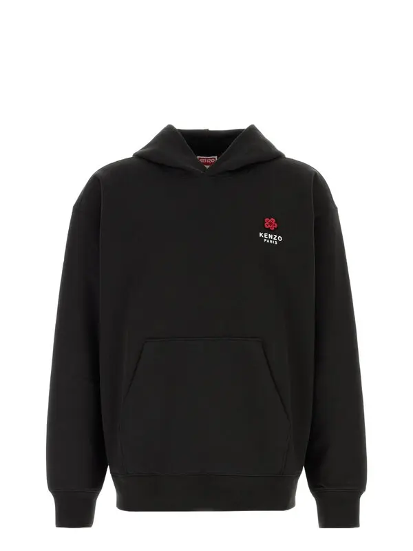 Kenzo Embroidered Logo Hooded Sweatshirt - Black