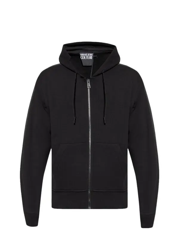 Versace Logo Printed Hoodie - Black