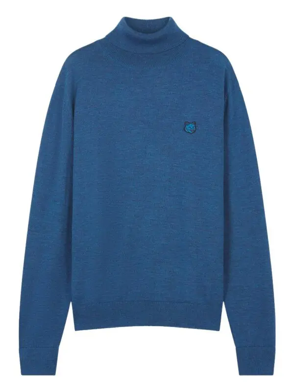 Maison Kitsuné Fox Head Patch Wool Turtleneck Sweater - Blue