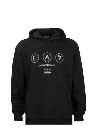 Emporio Armani Long-sleeved Hooded Sweatshirt With Logo - Black