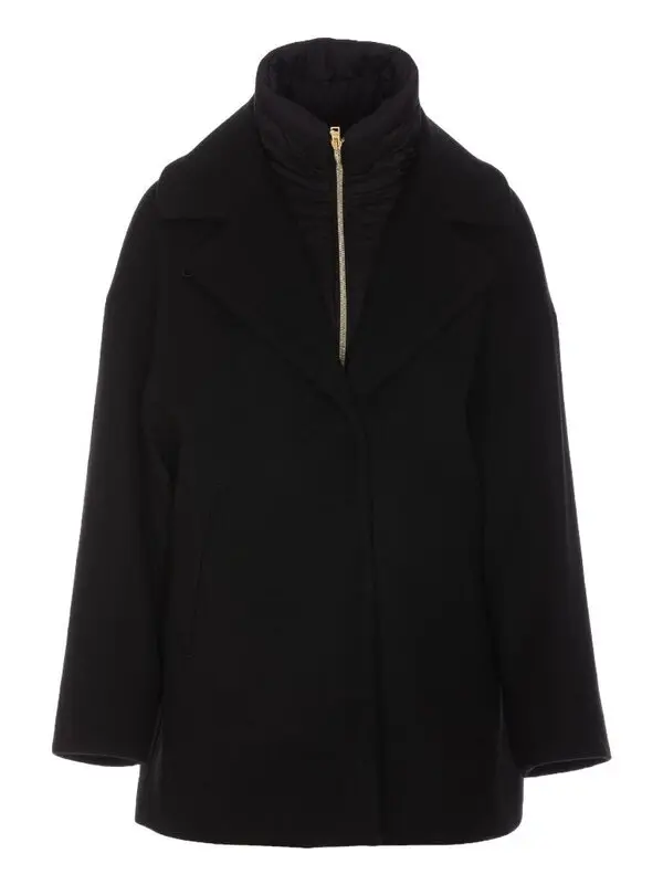 Herno Padded Underlayer Funnel Neck Coat - Black