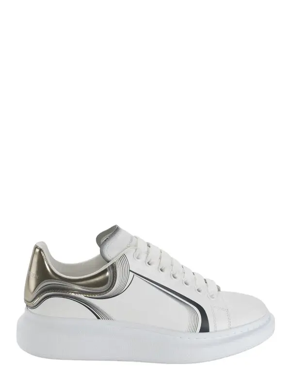 Alexander McQueen Oversized Lace-up Sneakers With Curve Tech Print - White
