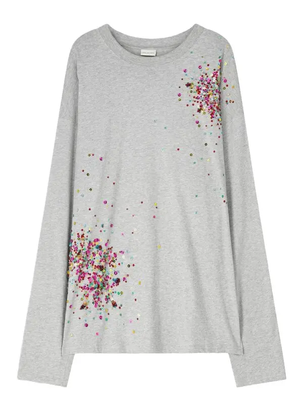 Dries Van Noten Embellished Long-sleeve T-shirt - Grey