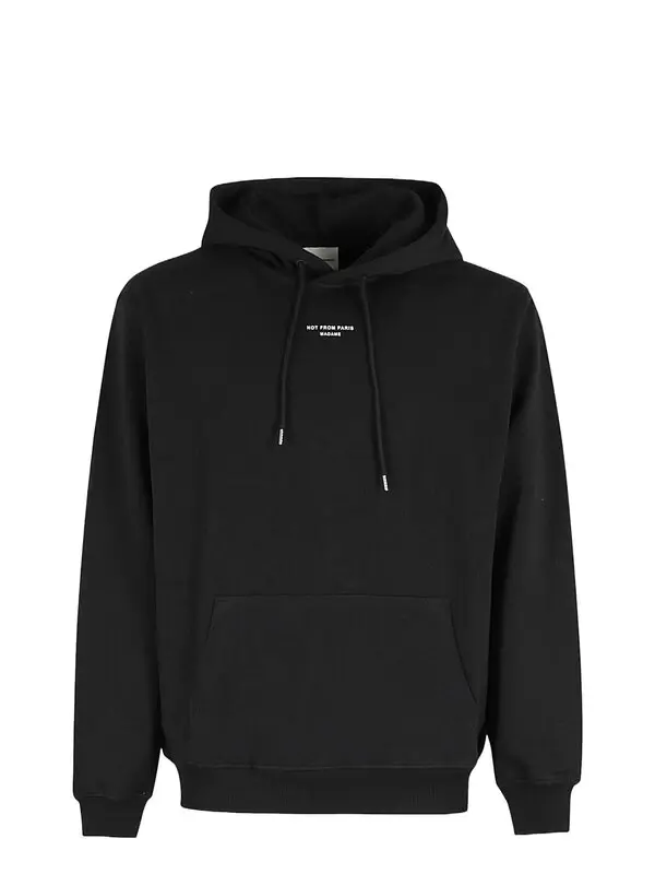 Drole De Monsieur Slogan Print Hoodie - Black