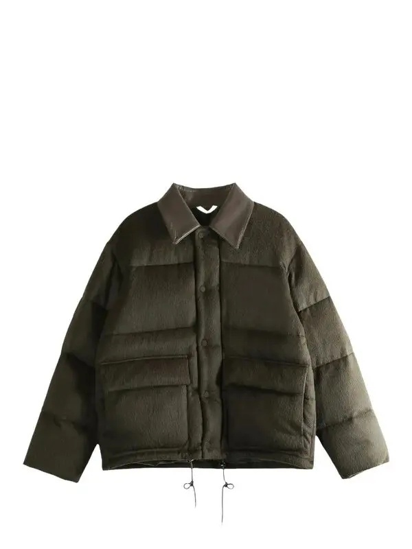 Auralee Long-sleeved Jacket With Lapel And Side Pockets - Dark Brown