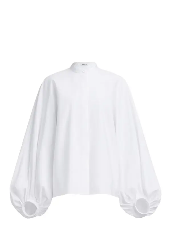 Alaïa Poplin Balloon Sleeve Shirt - White