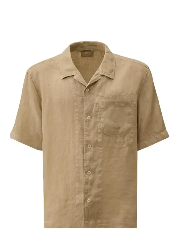 C.P. COMPANY Logo Printed Button-up Shirt - Brown