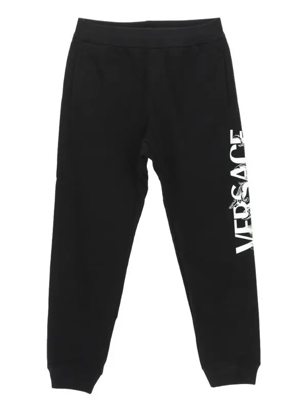 Versace Logo Printed Tapered Track Trousers - Black